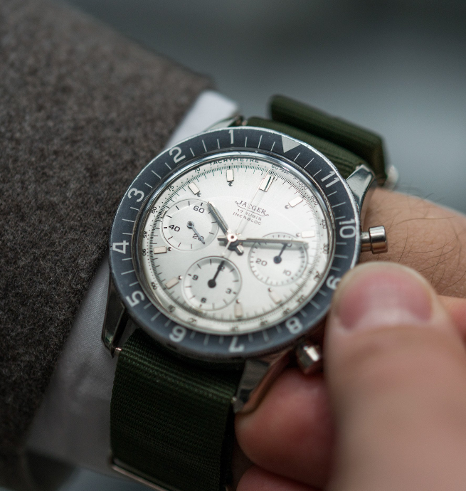 JAEGER 4ATM « albinos », circa 1970. – Chronographes